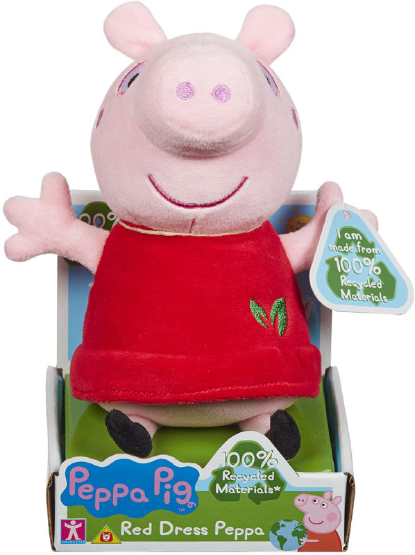 PEPPA PIG SOFT TOY RED DRESS PEPPA MADE FROM 100% RECYCLED MATERIALS ...